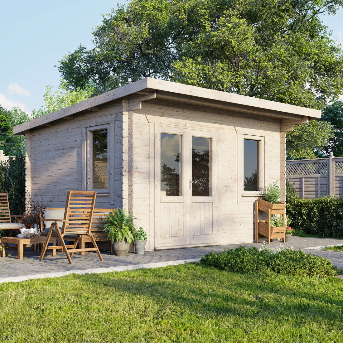 Power Pent Log Cabin - 28mm – First For Sheds || Northern Ireland